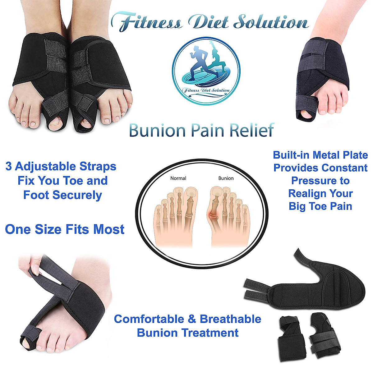 Bunion Corrector and Hallux Valgus Pain Relief Kit | Orthopedic Big Toe Straightener | Adjustable Splint Protective Sleeves | Toe Separator Spacer, Splint Correction Aid for Women,Men - 11 Pack