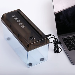 Portable Mini Paper Shredder, USB Auto A4 Paper Shredder Document Cutter Strip Cutting Machine Office Stationery Black