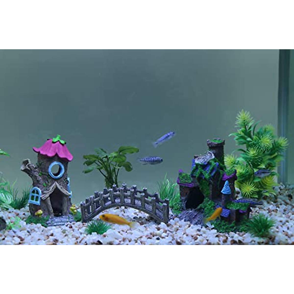 HRRIVE Fish Tank Arch-Bridge Drawbridge Rock Décor for Aquarium Landscape Decoration, Made of Resin, Pack of 1