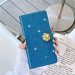 ONV Wallet Case Compatible with Samsung Galaxy S9 Plus - Sparkly Cute Animal Leather Folio Cover + Strap Card Holder Anti-Shock Stand Magnet Flip Case Compatible with Samsung Galaxy S9 Plus [MG] -Blue