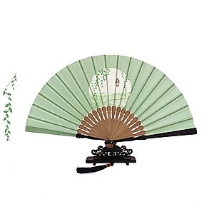 HRANG Hand Fan Folding Fan,Hand-held Fan,Folding Fan Female Classical Bamboo Bone Folding Fan Ancient Wind Tassel Small Fan Women Fans Hand Paper Folding Props Vintage style