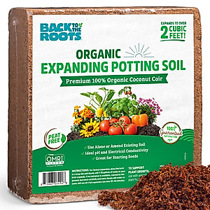 Back to the Roots Organic Coir, 51 Quart Expanding Soil, Great for Seeds and Potting