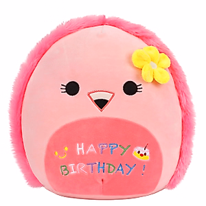Easfan Pink Flamingo Plush Pillow Cute Stuffed Animal Cuddly Soft Toys Happy Birthday Gifts Plush Pal for Kids Girls Adults, 13-Inch