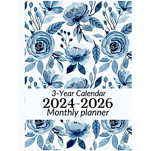 2024-2026 Monthly Planner: Blue Floral Hardcover|36 Months Calendar (January 2024 to December 2026)| 3-Year Calendar- 8.5x11 inches