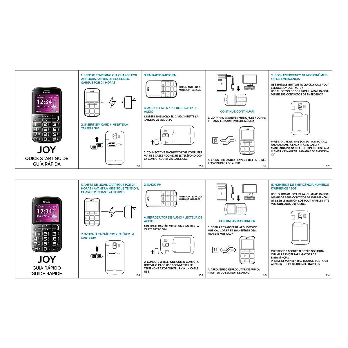 BLU JOY - 2.4", Factory Unlocked Phone - Red