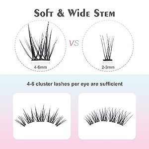 DF Cluster Lashes 144 Pcs D Curl Individual Lash Clusters 10-16mm Mixed DIY Extensions Soft Volume Self-application at Home - Rose 2