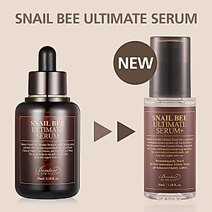 BENTON Snail Bee Ultimate Serum Plus 35ml (1.18 fl.oz.) - Snail Secretion Filtrate, Bee Venom, Tea Tree Leaf Water Contained Skin Nourishing & Soothing Facial Serum for Sensitive, Dry Skin