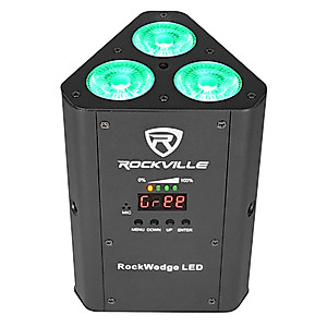 (6) Rockville RockWedge LED RGBWA+UV Rechargeable Wireless DMX DJ Par Up-Lights