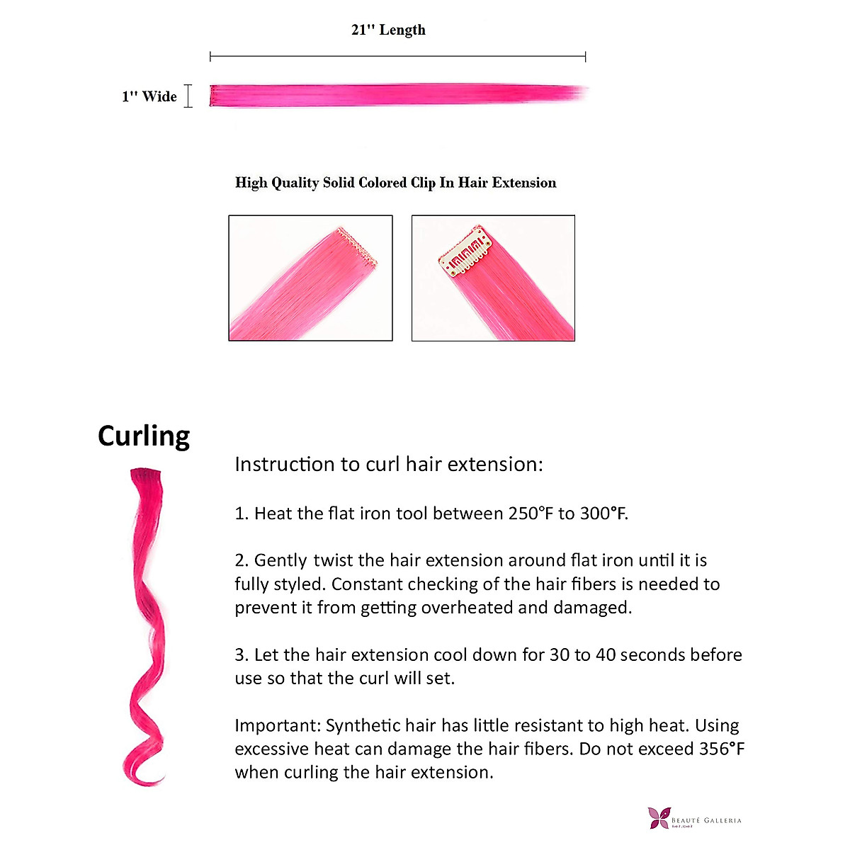 Beaute Galleria Bundle 11 Pieces Single Color 21 Inches Straight Party Highlights Clip In Synthetic Hair Extensions Cosplay Comic Con Halloween Costume (Dark Brown)