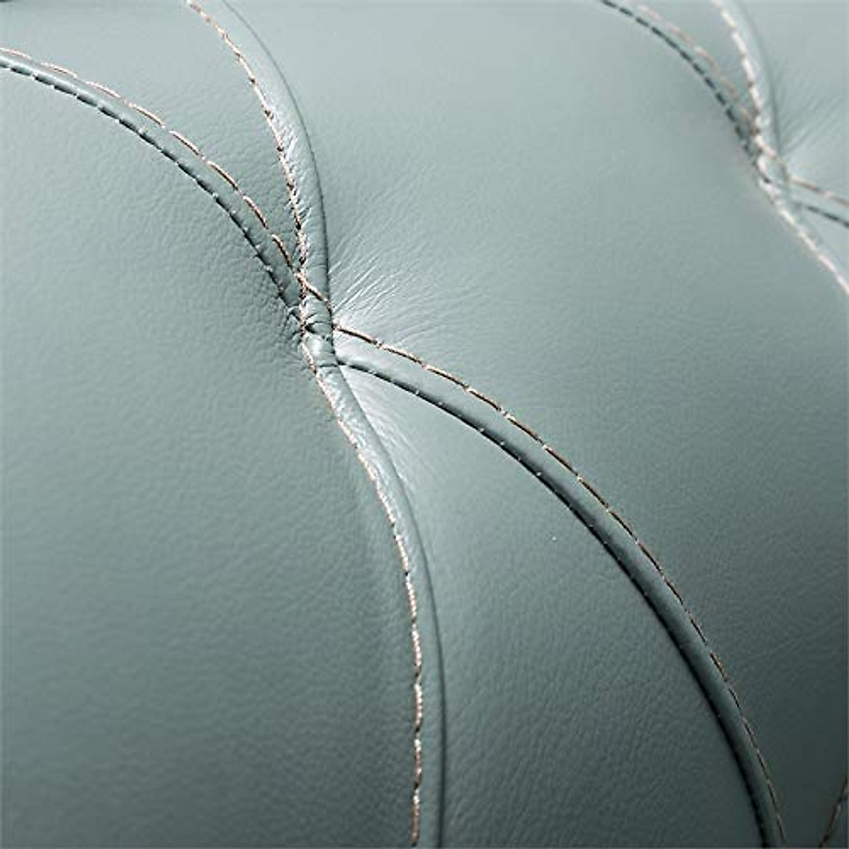 MAKLAINE Tufted Transitional Leather Sofa in Spa Green Finish