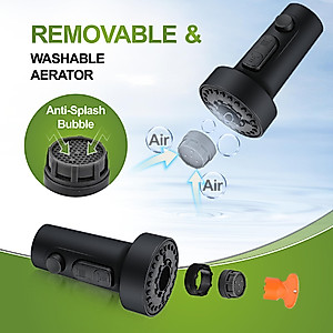 GCGWEQS Pull Down Faucet Replacement Head, 3 Functions Kitchen Faucet Sprayer Head, G 1/2 Pull Out Spray Head for Kitchen Faucet, Black Kitchen Sink Faucet Head