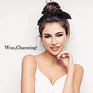 Bow Scrunchies For Long Hair - 8 Pcs Chiffon Satin Scrunchies Silk With Bow Scarf, Solid Stripe Flower Color Bow Scrunchies, Ponytail Holder With Tail, Rabbit Bunny Ear Bowknot Hair Accessories (A4)