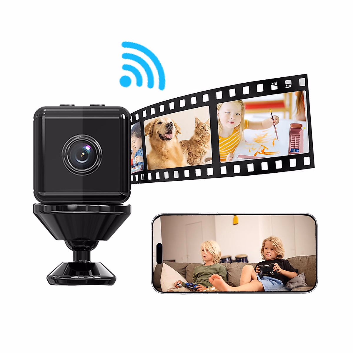 Lymoc Wireless Camera 1080P,Mini WiFi Camera Kids Pets Camera with Motion Detection Night Vision for Home Office Security,Phone Cameras for Surveillance - Size:1.5 x 1.5 x 1.5 inches