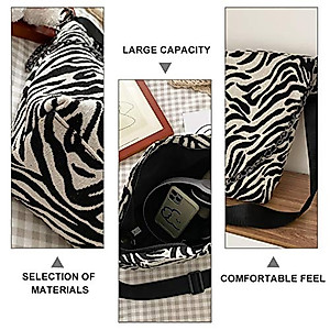 Amosfun Zebra Print Tote Bag Single-Shoulder Bag Umbrella Purse Phone Storage Shoulder Bag for Women Girls