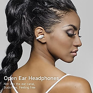 MonAdd White Open Ear Headphones,Wireless Bluetooth Headphones, Earbud & in-Ear Headphones, Wireless Sport Earbuds, Bluetooth 5.3 Clip-on Earphones, 30 Hours Playtime with Case (led Display)