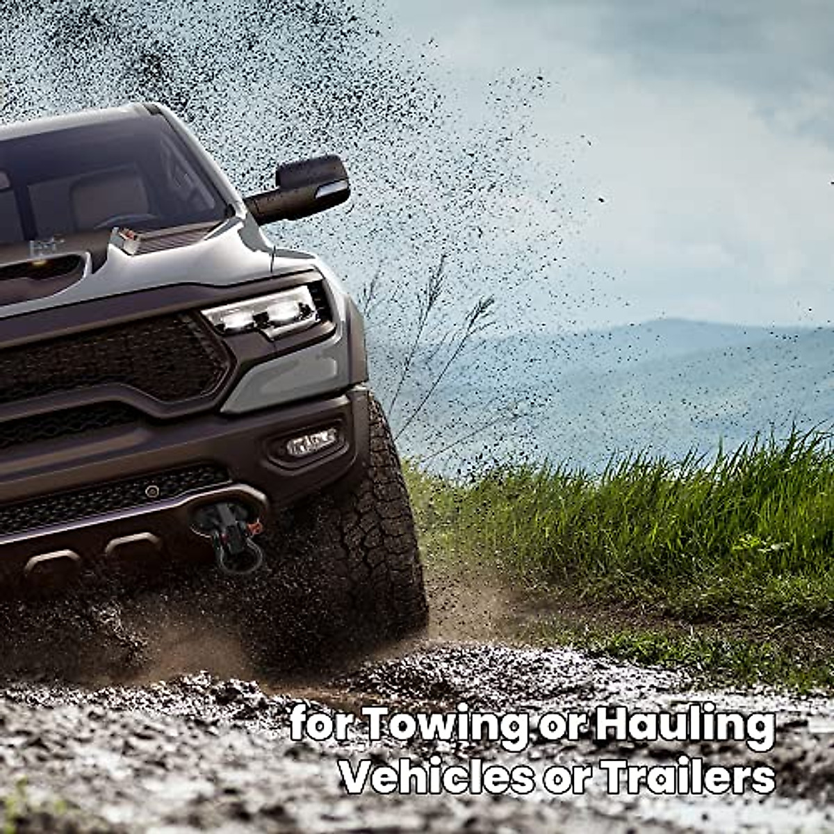 Front Tow Hooks Heavy Duty for Dodge Ram 2500/3500 2010-2017 D Ring Shackles Black 2Pcs