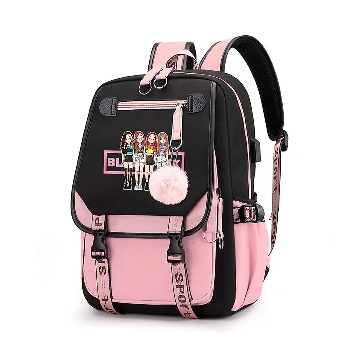 BEBBEE Unisex Bangtan boys Laptop Backpack Middle School Students Bookbag Outdoor Daypack for Girls Boys School (L)