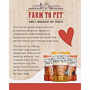 Farm To Pet Chicken Chips for Dogs - Single Ingredient All Natural Dog Treats for Small, Medium, & Large Dogs | Healthy Dog Treats with Human Grade, Free Range Chickens, 4 oz.