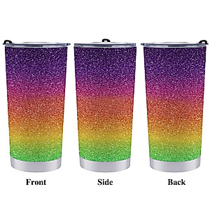 20 Oz Coffee Travel Tumbler Insulated Coffee Mug with Leakproof Lid Color Glitter Double Wall Vacuum Insulated Tumbler for Coffee Tea & Drinks Fit in Car Cup Holder BPA Free Ideal for Work Driving