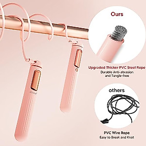 arboleaf Smart Jump Rope, Cordless & Rechargeable Jump Ropes for Fitness with Counter, App Data Analysis Jumping Rope, Adjustable Anti-Tangle PVC Pink Jump Rope for Men, Women, Kids - Indoor/Outdoor