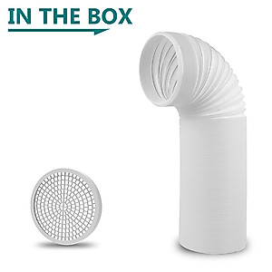 Daisypower Portable Air Conditioner Exhaust Hose 5 Inch Diameter Clockwise Thread 80 Inch Length Replacement AC Tube,Universal Compatible with Honeywell,Winter,LG,Delonghi,White