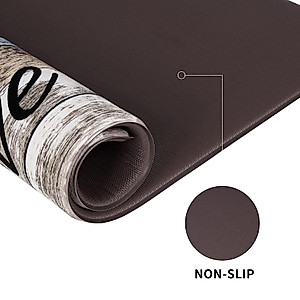 ASPMIZ Farmhouse Kitchen Rugs 2 Piece Anti Fatigue Kitchen Mats for Floor, PVC Memory Foam Kitchen Rug Waterproof, Non Slip Cushioned Comfort Mat for Standing, 18'' x 48'' + 18'' x 30'', Rustic Wooden