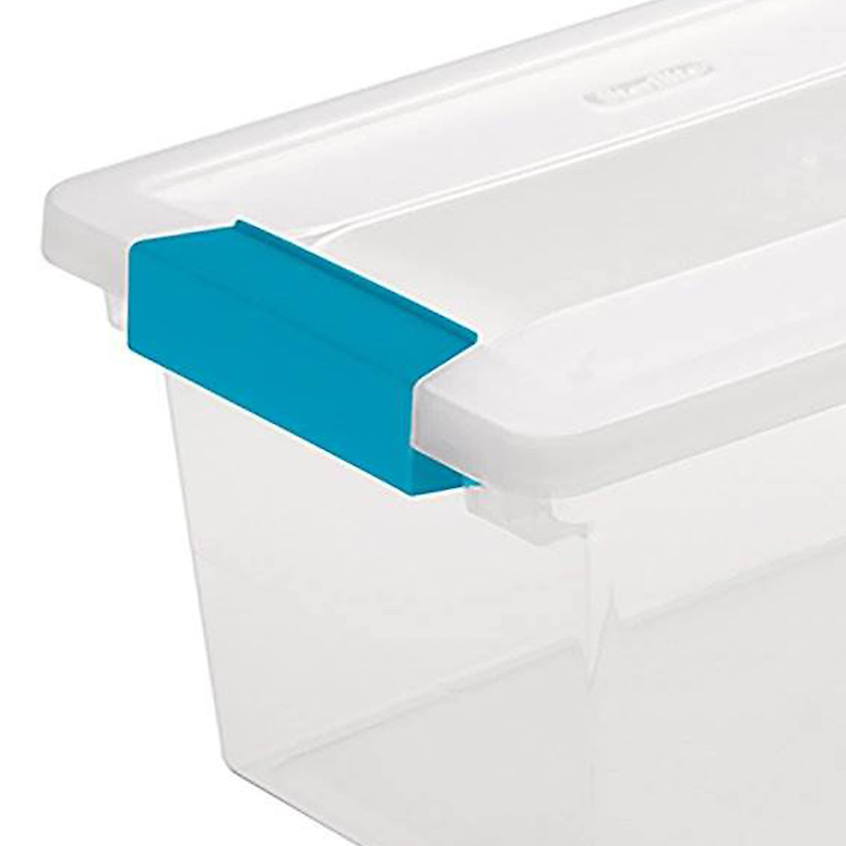 Sterilite Medium Clip Box, Stackable Small Storage Bin with Latching Lid, Plastic Container to Organize Office, Crafts, Clear Base and Lid, 12-Pack