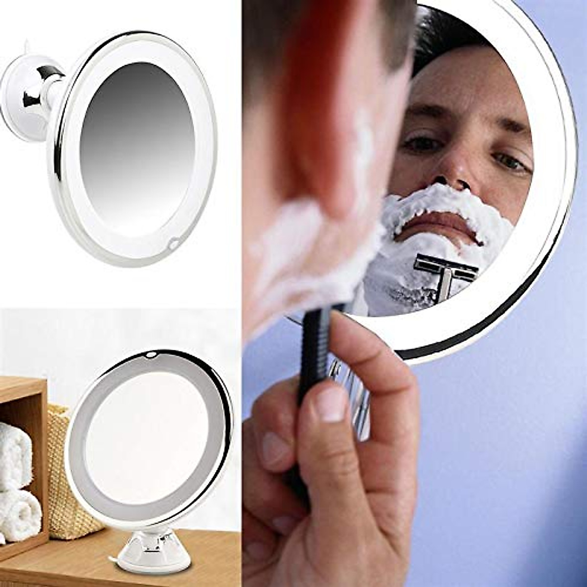 FQYYDD Illuminated Makeup Mirror Adjustable Magnifying Led Light Makeup Mirror With Strong Suction Cup