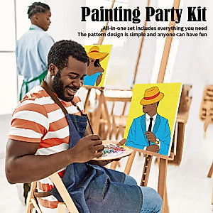 VOCHIC Couples Paint Party Kits Pre Drawn Canvas for Adults for Paint and Sip Date Night Games for Couples Painting kit 8x10 Elegant Ladies Gentlemen (2 Pack) Valentine's Day