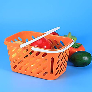Kisangel Stackable Storage Bins 1pc Portable Grocery Basket Plastic Storage Basket Mini Picnic Basket Toys Storage Organizer for Kids Party Favors Pretend Play ( Orange ) Plastic Bins