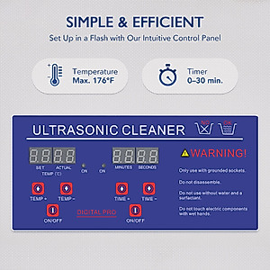 CREWORKS Ultrasonic Cleaner with Digital Timer & Heater, Portable 10L Ultrasonic Cavitation Machine, 304 Stainless Steel Professional Sonic Cleaning Machine for Jewelry Circuit Boards Auto Parts More