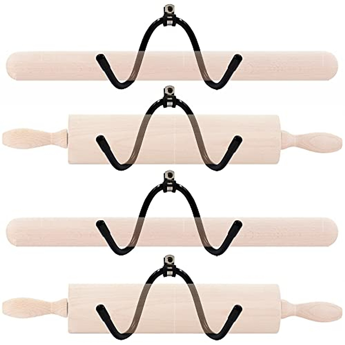 YYST Rolling Pin Holder Rolling Pin Display Rack Rolling Pin Storage - Hardware Included - No Rolling Pin-4/PK