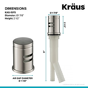 KRAUS Dishwasher Air Gap in Spot Free All-Brite™ Stainless Steel, KAG-1SFS
