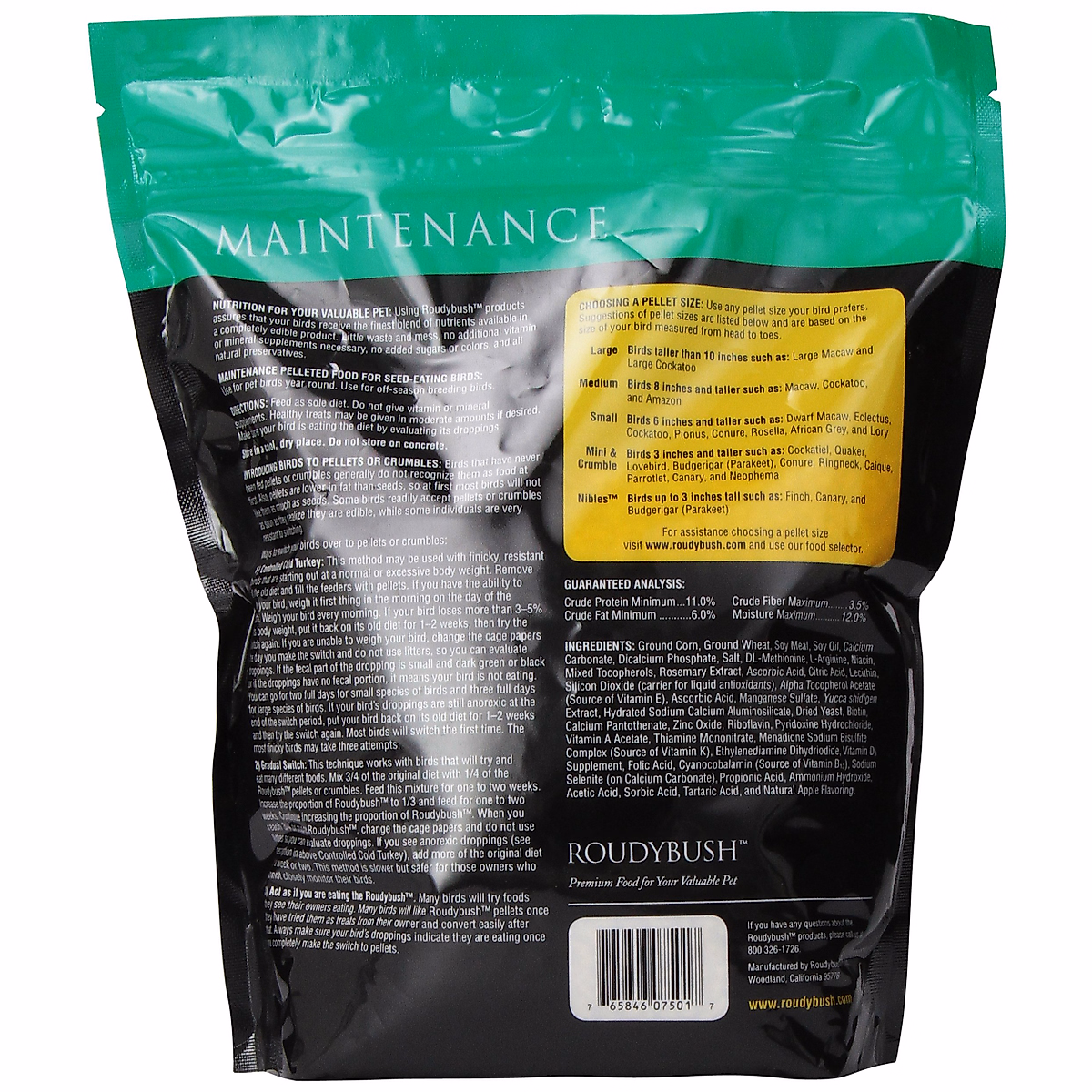 RoudyBush Daily Maintenance Bird Food, Crumbles, 44-Ounce, 2.75 lb (244CRDM)