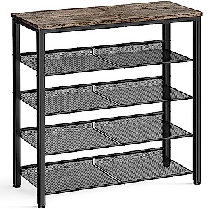 Pipishell 5-Tier Shoe Rack for Entryway and Small Spaces with Wooden Top & Metal Frames, Shoe Storage Organizer with Adjustable Storage Shelves, PISRB4