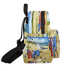 Beach Seagull Painting Mini Backpack Purse for Women, Seagull Small Fashion Daypack, Casual Lightweight Bag