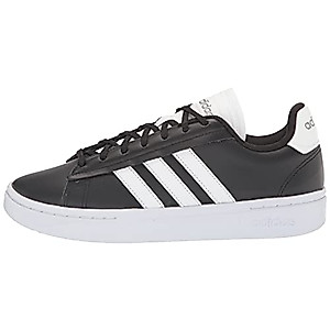 adidas Men's Grand Court Alpha Tennis Shoe, Core Black/White/Iron Metallic, 12