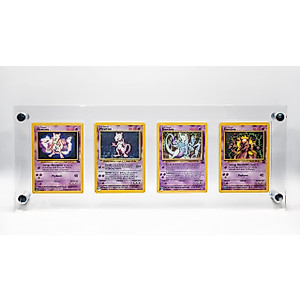 NEWVAVA Trading Card Frame Holder Stand Display - 4 Card Slots Clear Acrylic UV Filtering Screwdown