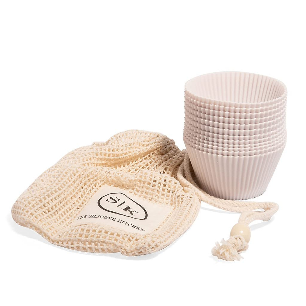 The Silicone Kitchen Reusable Silicone Baking Cups - Designer White Bundle, Non-Toxic, BPA Free, Dishwasher Safe (24 Regular, 12 Jumbo, 24 Mini))