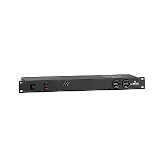 Leviton 5500-190 Horizontal Rack Mount Surge Protective Power Distribution Unit 15A On/Off Switch NEMA 5-15P Straight Blade Plug 12 Outlets, Black