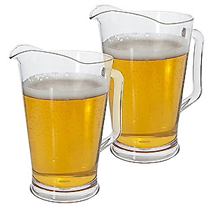US Acrylic Bistro Clear Pitcher 64 oz Unbreakable Tritan | Set of 2 Beer Pitchers | Reusable, BPA-free, Made in the USA
