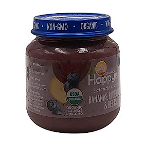 HAPPY BABY Organic Stage 2 Bna Blbry Beet Baby Food, 4 OZ