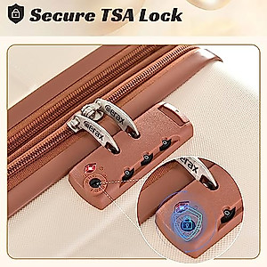 Merax Suitcases With Wheels Hardside Luggage Sets 3 Piece, Expandable And Lightweight, Travel Suitcases For Woman And Man (White Brown)