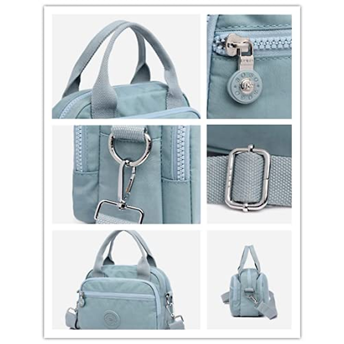 Jie★L Shi Small Travel Crossbody Bag Handbag Nylon Shoulder Bag for Women (Cyanosis)