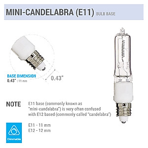 KOR (Pack of 4) Q50CL/MC - 50 Watt JD T4 E11 Mini Candelabra Base 120V Clear Light Bulbs