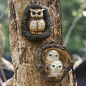 JXCBXJ Owl Tree Hugger,Garden Statues Owl,Nature Country Art Owl Figurine for Indoor Outdoor Yard Tree Decorations