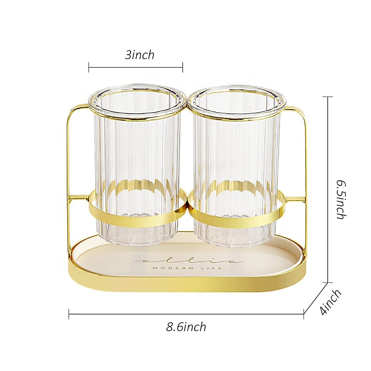 Kitchen Utensil Caddy, Plastic Draining Chopstick Cage Silverware Caddy for Party, Utensil Holder Flatware Caddy Cutlery Storage Organizer for Kitchen Decor and Countertop, Gold & White