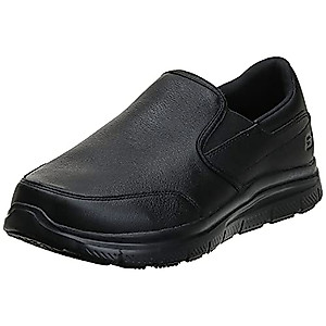 Skechers Men's Bronwood Food Service Shoe, Black Leather, 13