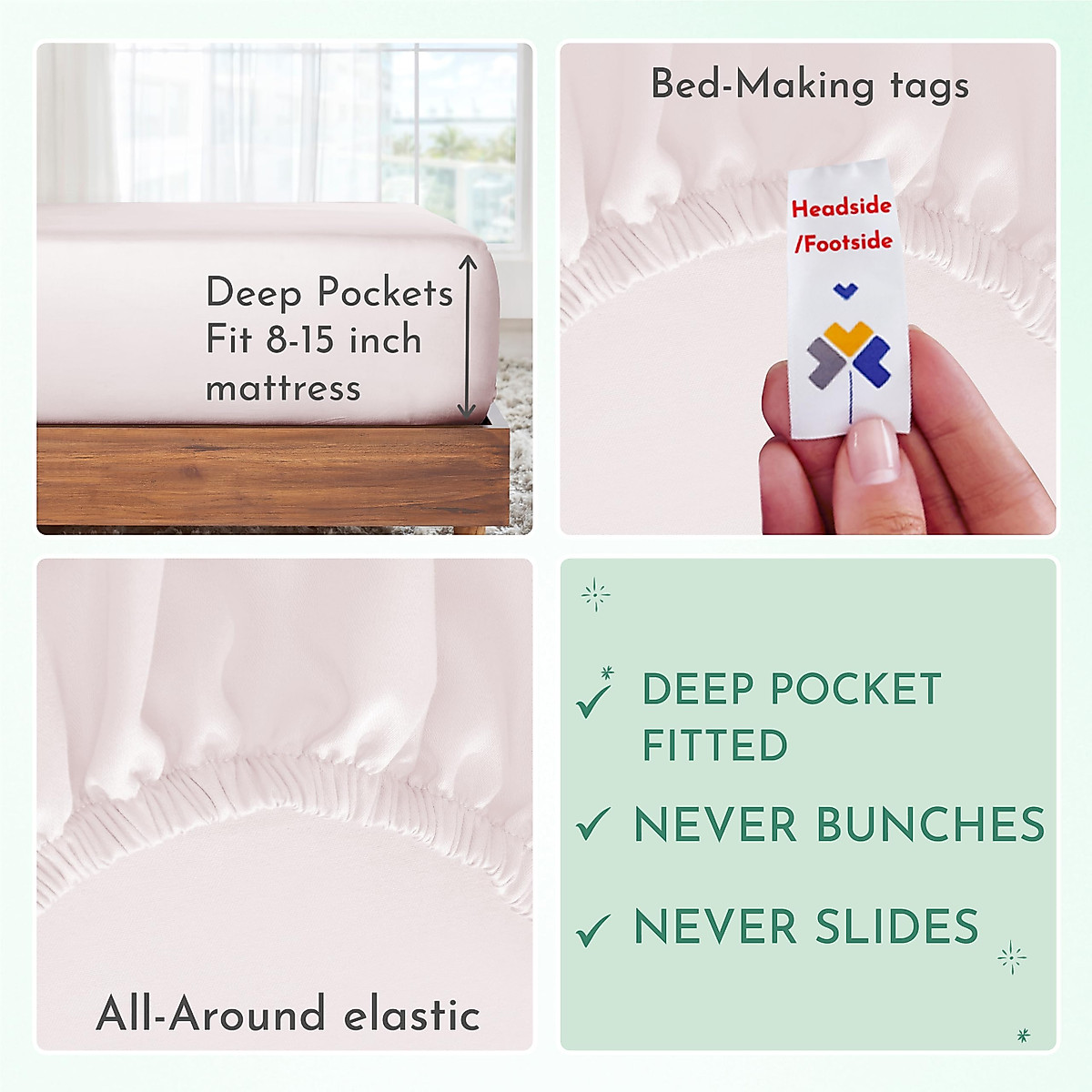 California Design Den 5-Star Hotel-Quality Twin Bed Sheets Cotton, 100% Cotton Sheet Set - 600 Thread Count Sateen with Deep Pockets (Blush Pink)