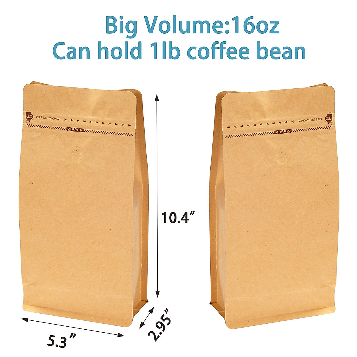 IN SAFE PACK 50 PCS Resealable Coffee Bags with Valve (1lb, 16oz) - Kraft Coffee Pouches with One-way Degassing Valve for Coffee Bean…